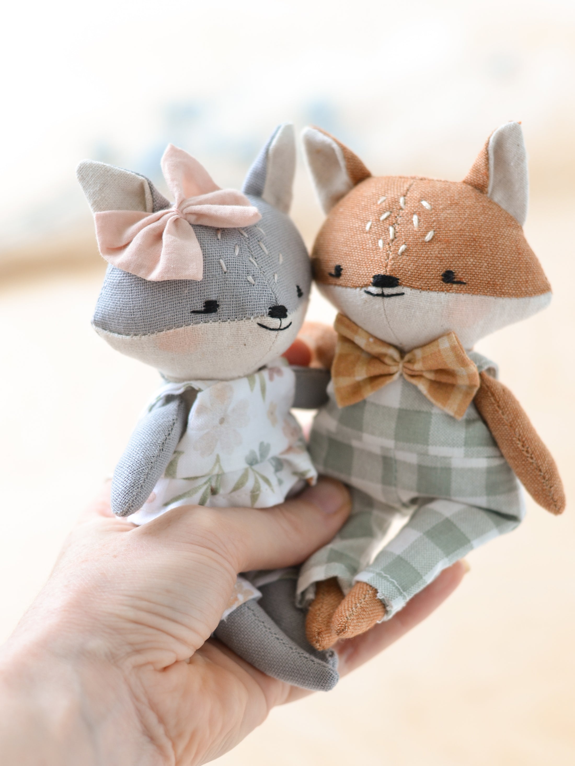 Sewing Pattern - Mini fox and wolf doll