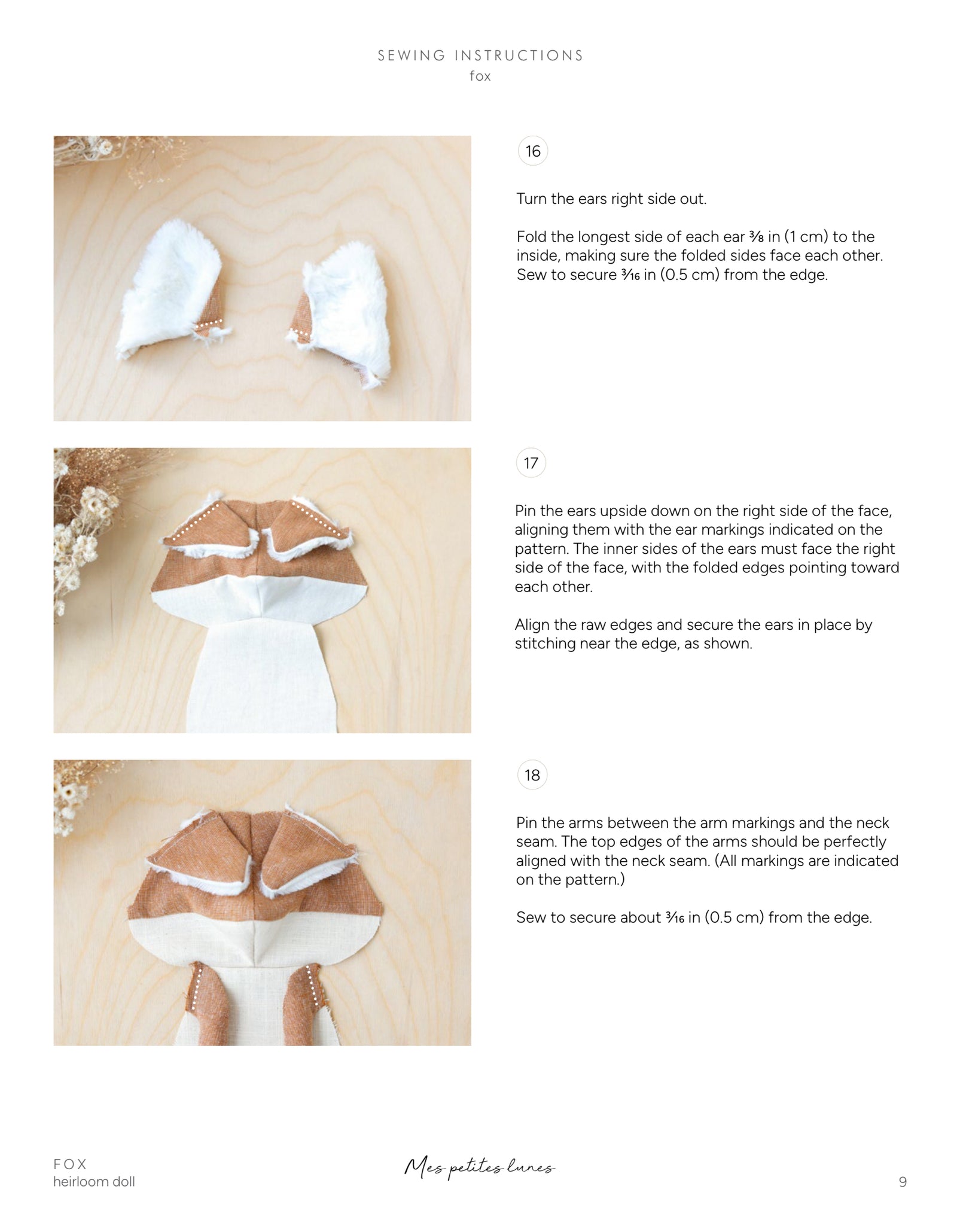 Fox Plush Sewing Pattern - Create Your Own - Mes Petites Lunes