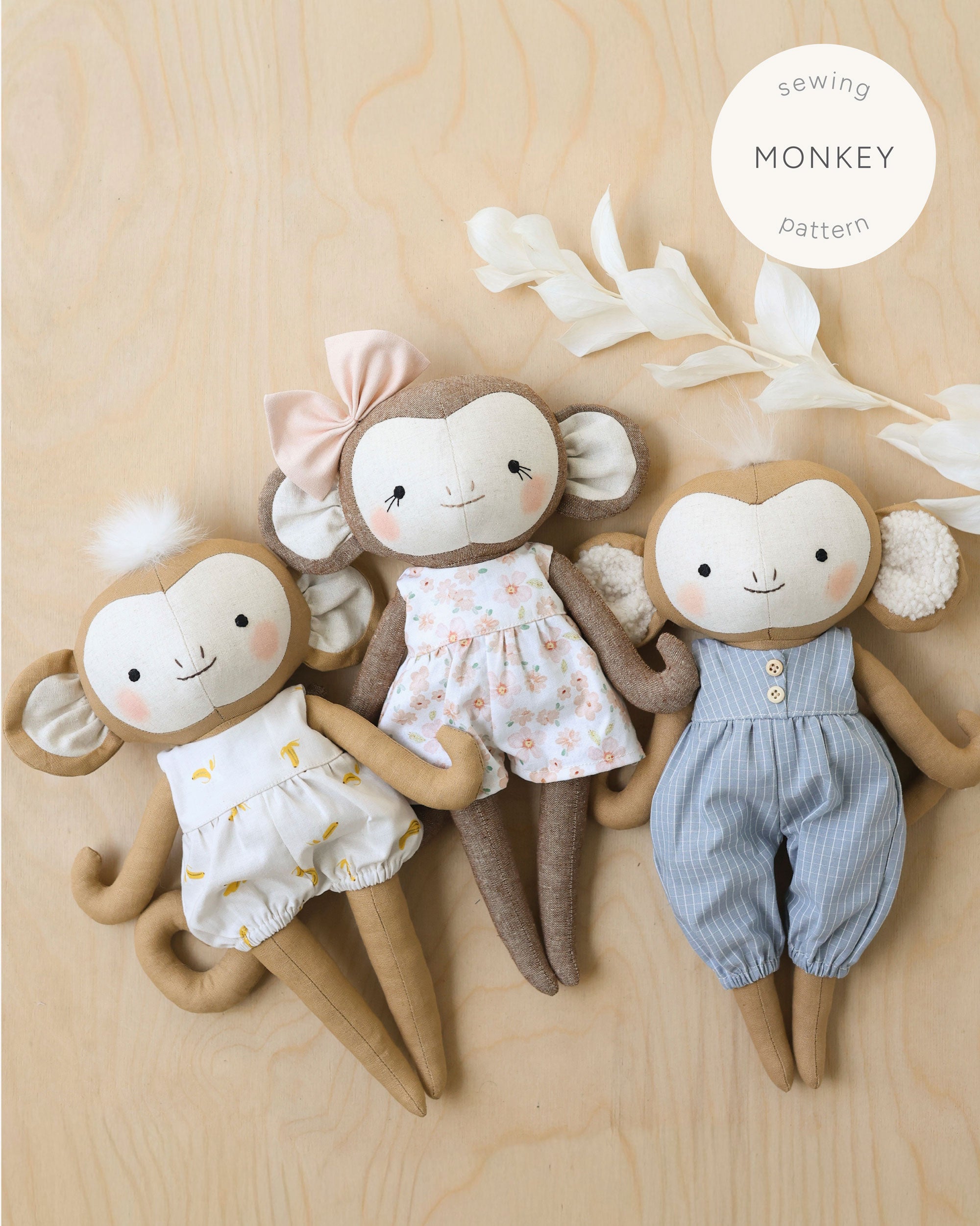Monkey Soft Toy Sewing Pattern PDF | Mes Petites Lunes